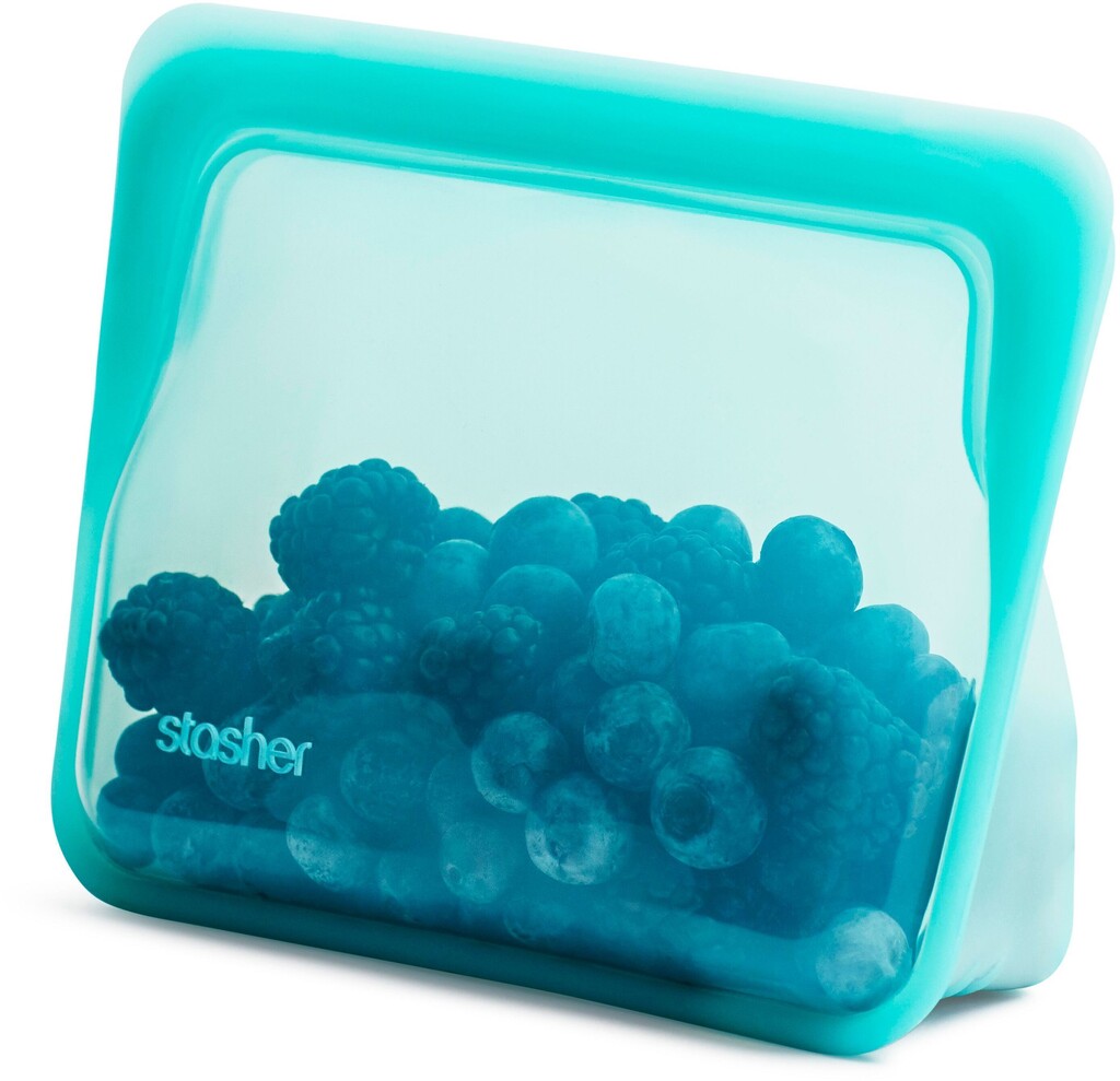 Stasher Stand Up Silikonepose Lille 828 ml, Aqua - Øvrig Køkkenopbevaring - WWW.HJEM.DK ApS