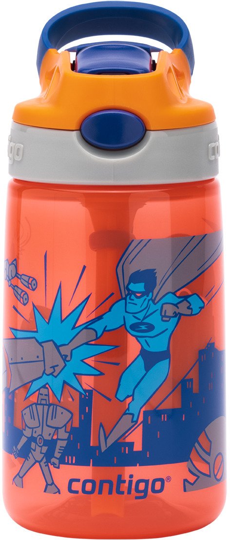 Køb Contigo Kids Gizmo Drikkeflaske m. Sugerør 420 ml, Blå/Orange Superhelt
