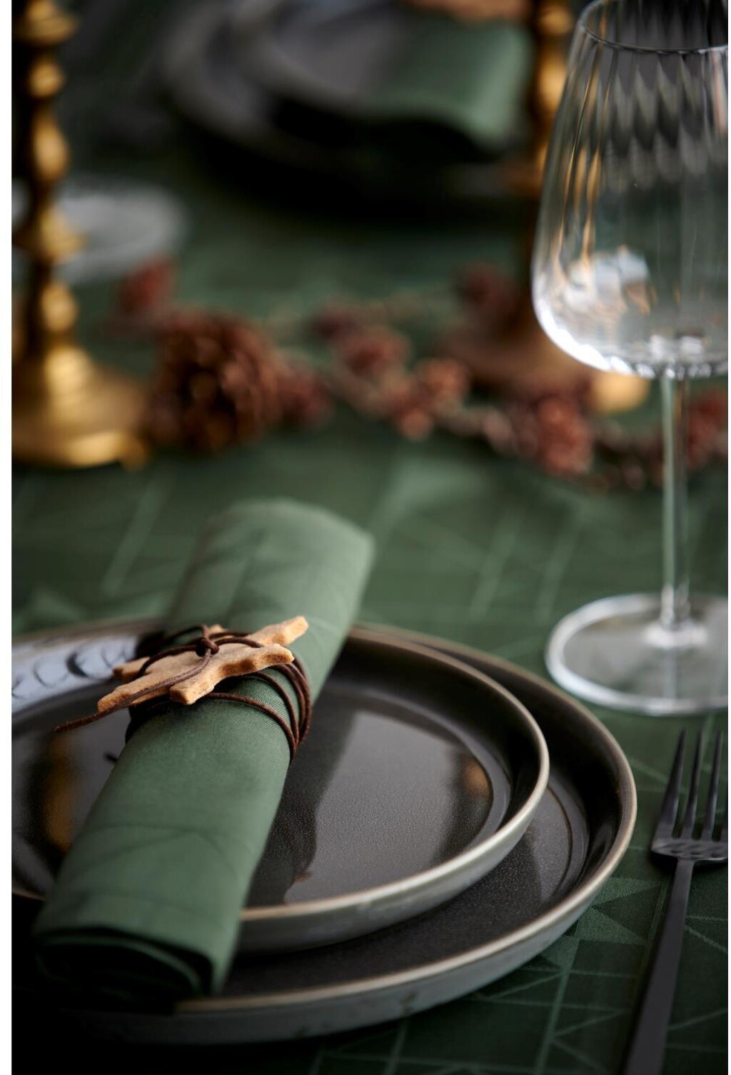 Södahl Star Damask Mundserviet 4 stk. 45x45 cm, Forest Green ...