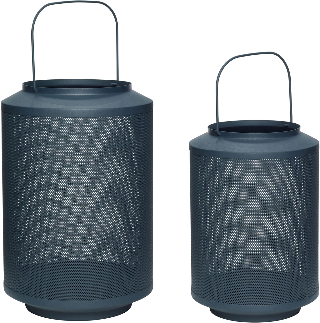 Hübsch Edge Lanterner 2 stk, Petrol - Lanterner - WWW.HJEM.DK ApS