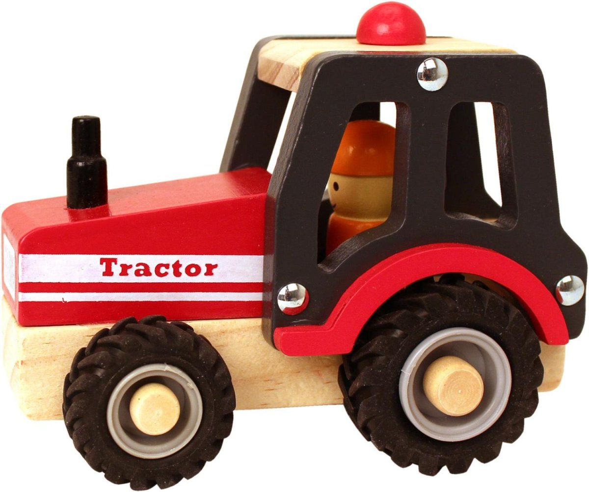 Magni Traktor m. Gummihjul 18 cm, Rød - Biler & Maskiner - WWW.HJEM.DK ApS