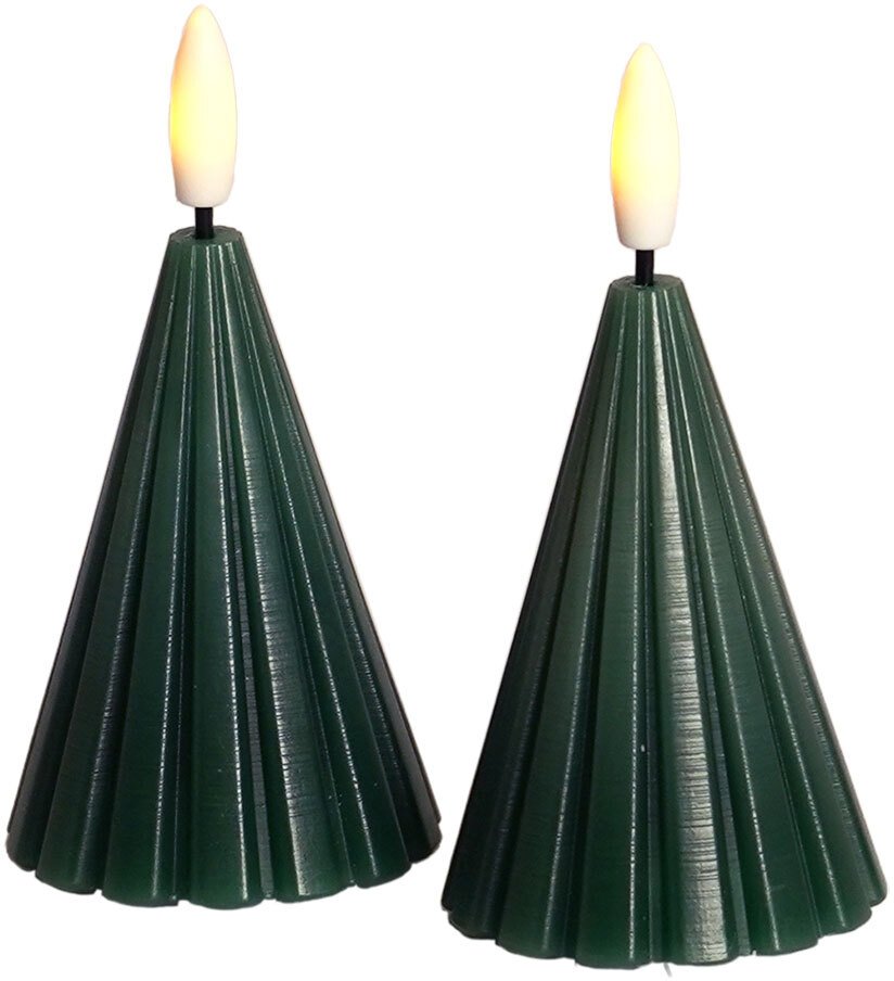 Sirius Laura Lysdekoration Træ LED 2 stk. H11 cm, Grøn - Lysdekoration ...