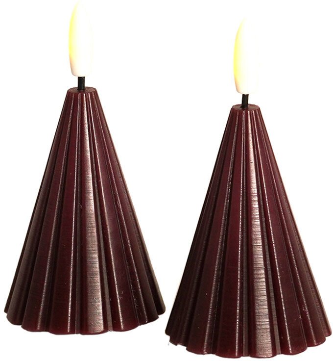 Køb Sirius Laura Lysdekoration Træ LED 2 stk. H11 cm, Bordeaux
