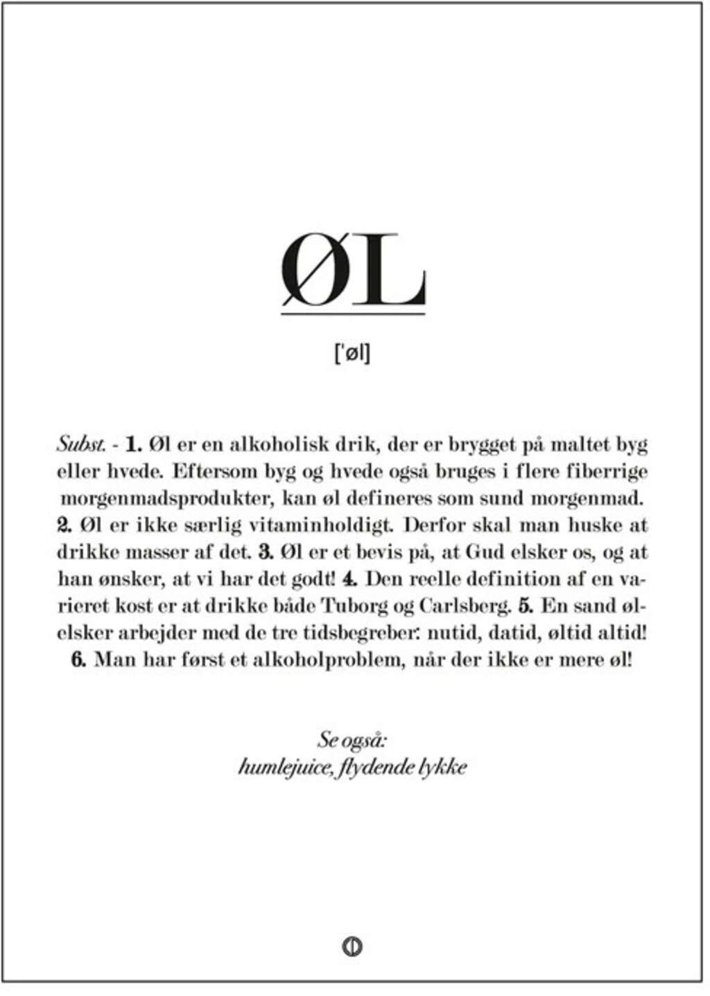 Citatplakat Øl Definition 50x70 cm - Plakater 50x70 cm - WWW.HJEM.DK ApS